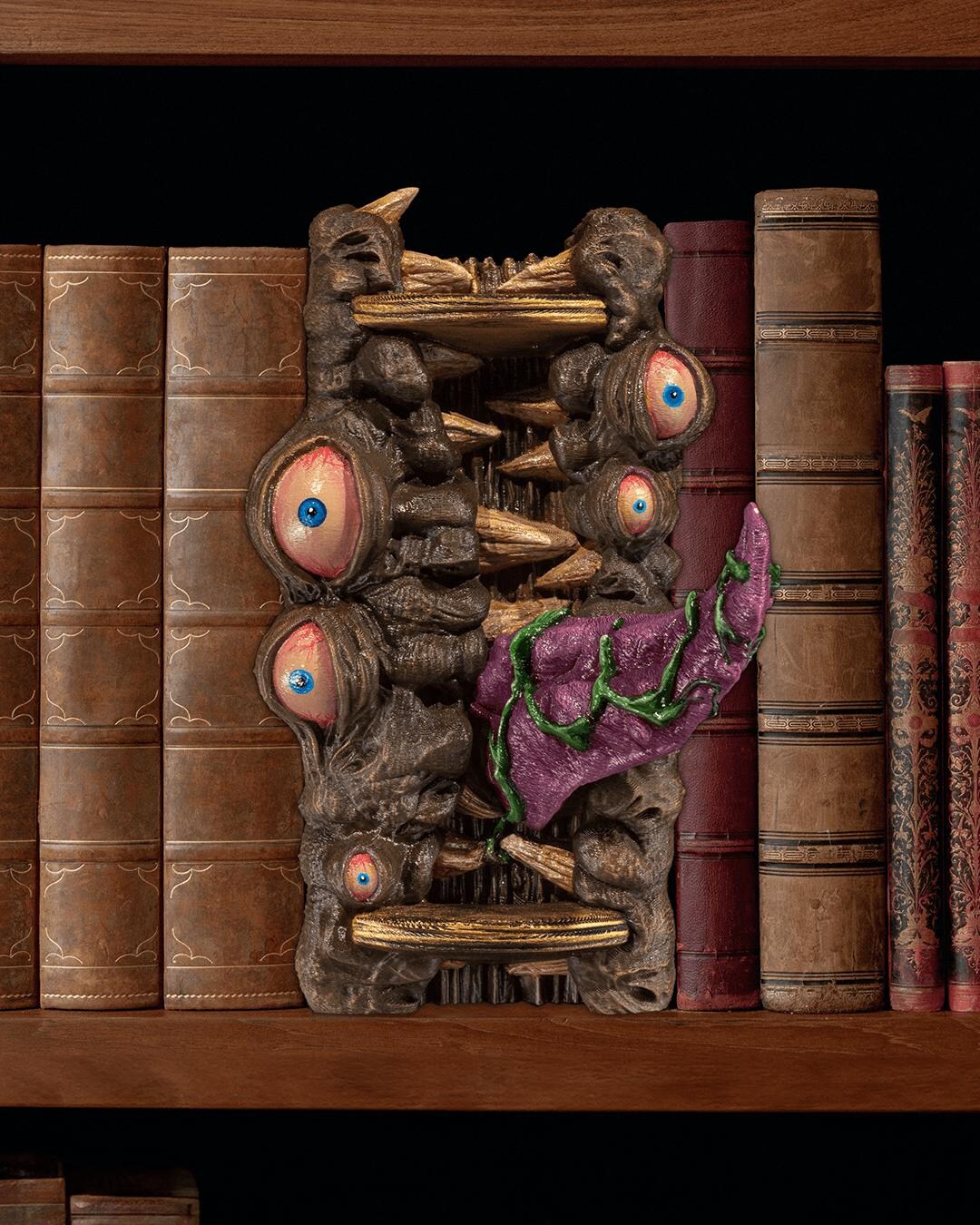 The Cursed Tome | Mimic Monster Book Nook | Gothic Bookshelf Decor - Etsy