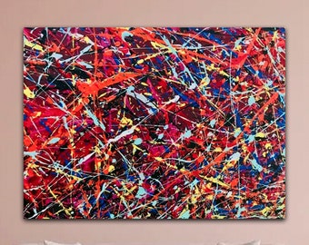 Jackson Pollock Wall Art, Large Abstract Painting, Drip Technique Art ...