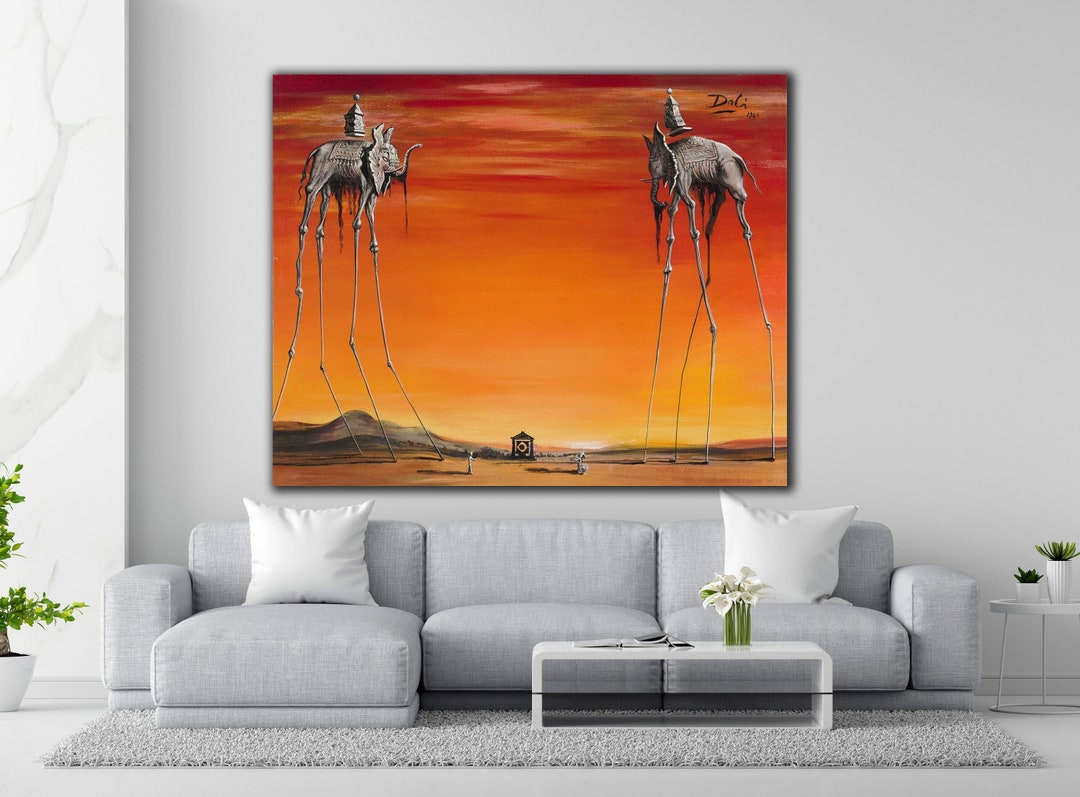 Salvador Dali's Masterpiece: Elephants Canvas Wall Art, Surreal Giants ...