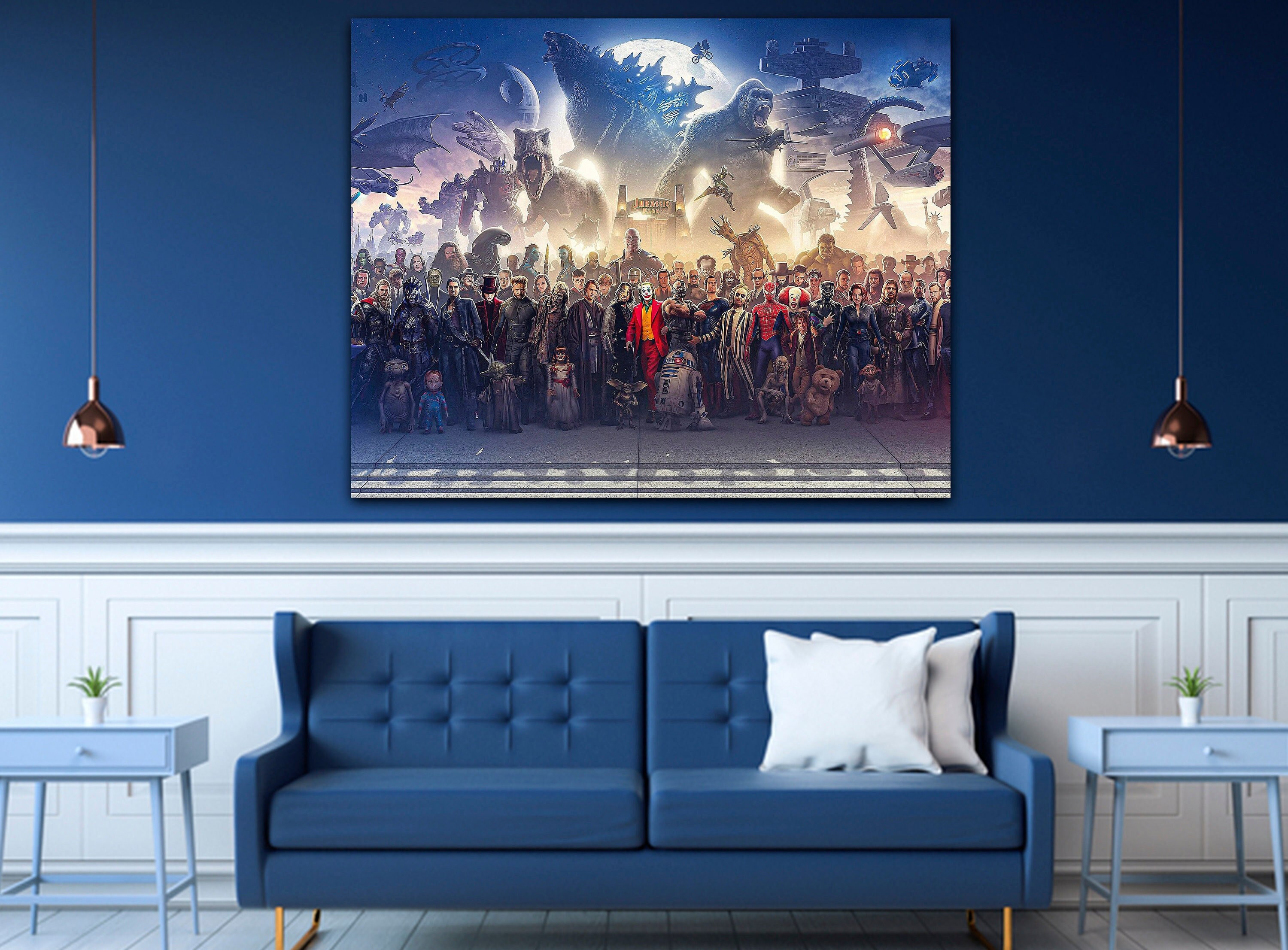 Universe of Heroes Wall Art, Legendary Gathering Epic Canvas Print of ...