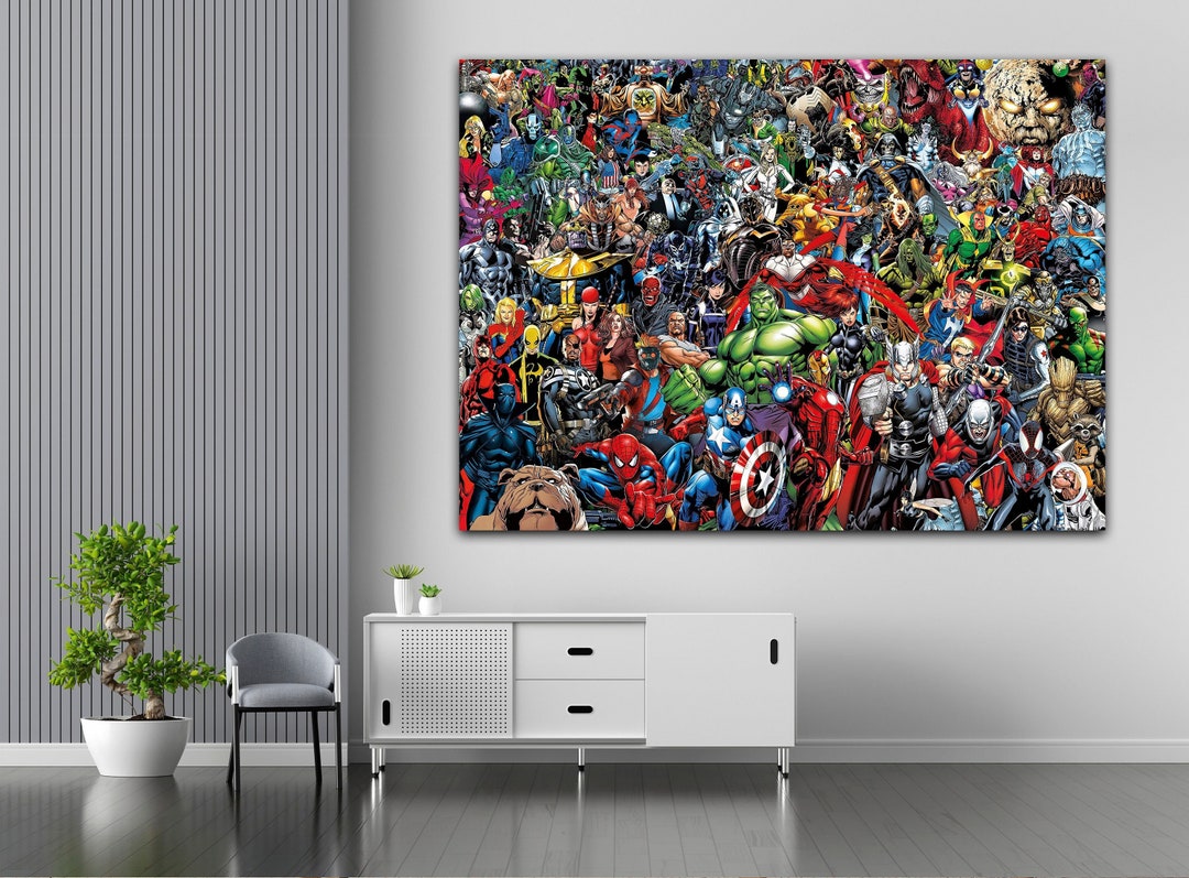 Avengers Wall Art, Iconic Canvas All Avengers Are Together, Iron Man ...