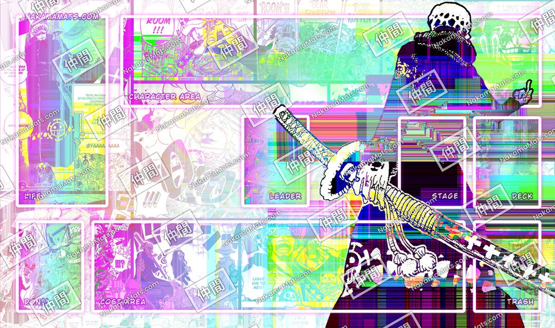 Digital Download Law Glitch Art One Piece TCG Playmat with OPTCG Zones ...