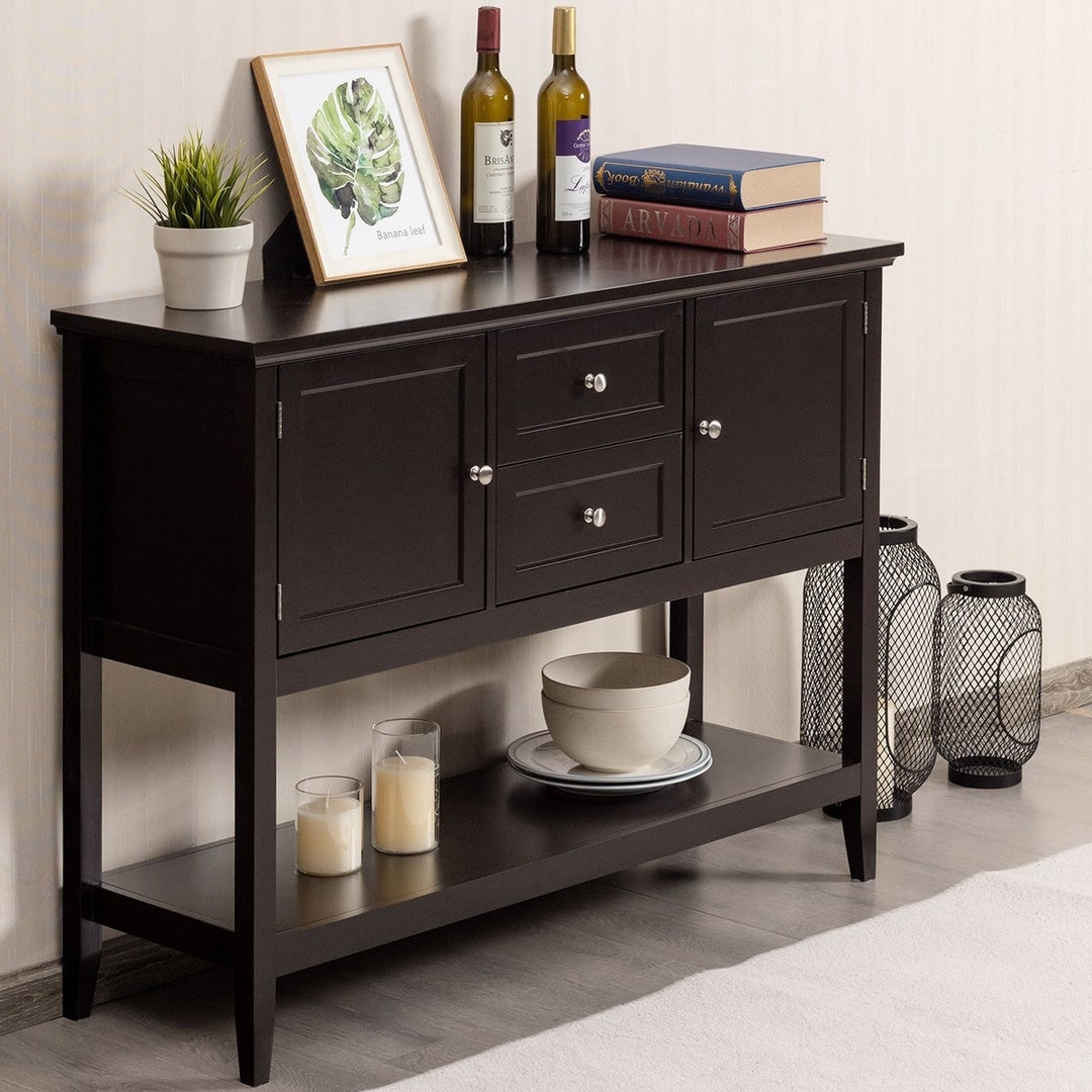 Costway Sideboard Buffet Wooden Console Table W/ Drawers - Etsy