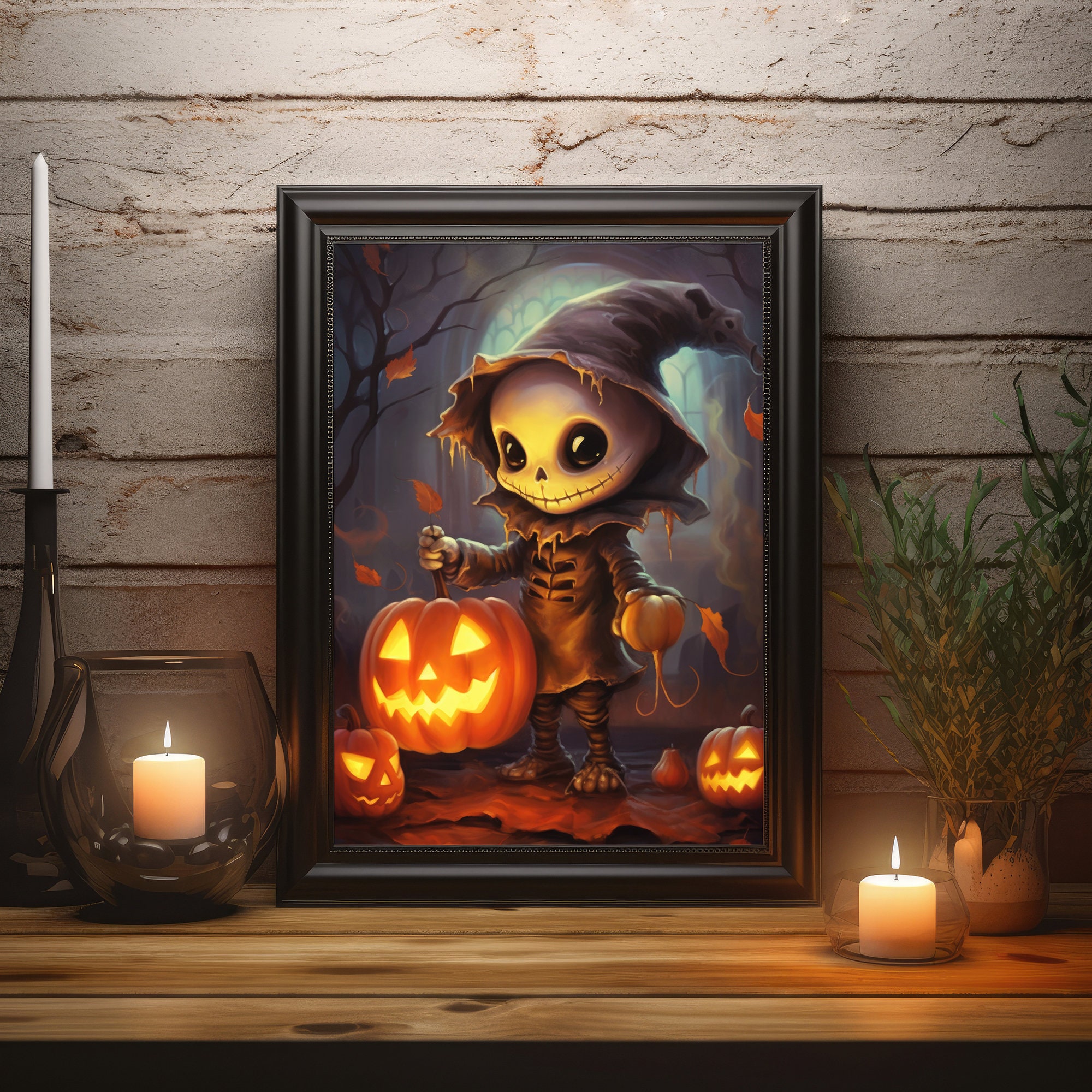 Cute Skeleton Printable Art, Skeleton Wearing a Costume, Halloween Wall ...