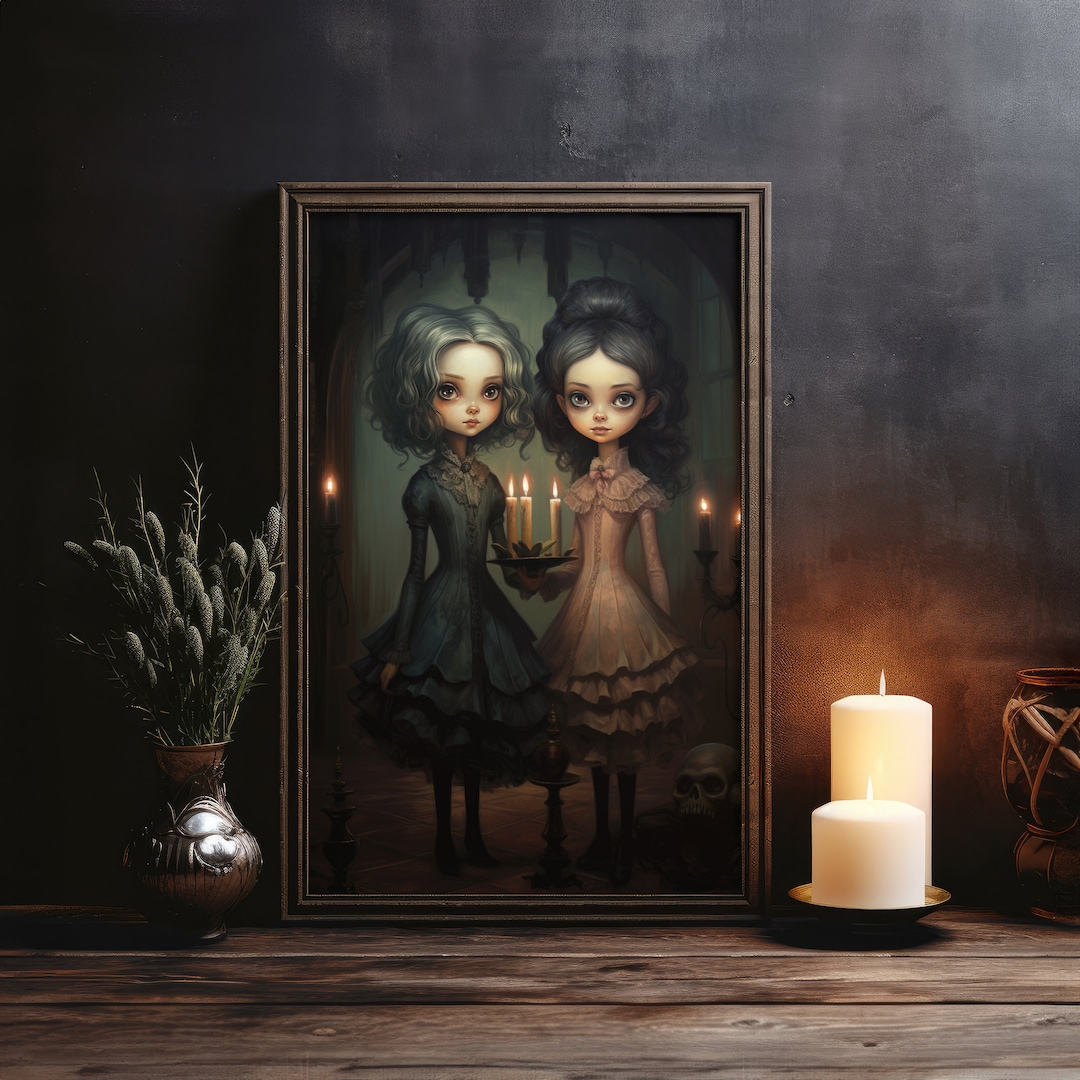 Adorable Gothic Best Friends Printable Art, Goth Girls, Cute Haunted ...