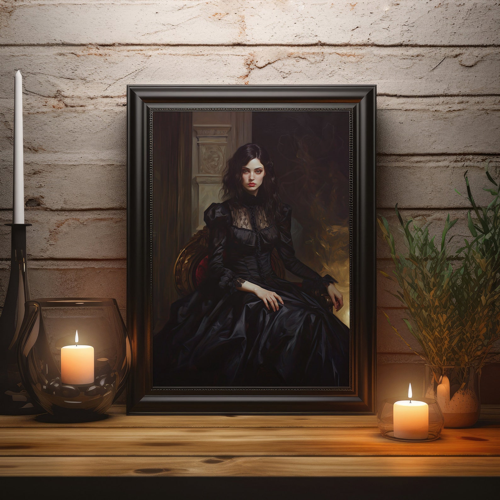 Haunted Gothic Portrait, Printable Painting, Dark Girl Aesthetic, Dark ...