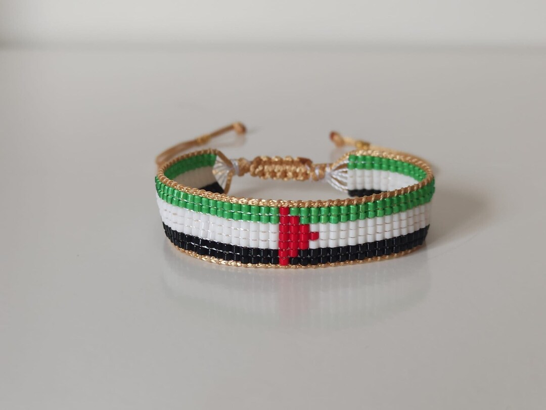 Palestine Flag Adjustable Beaded Woven Bracelet, Palestine Bracelet ...