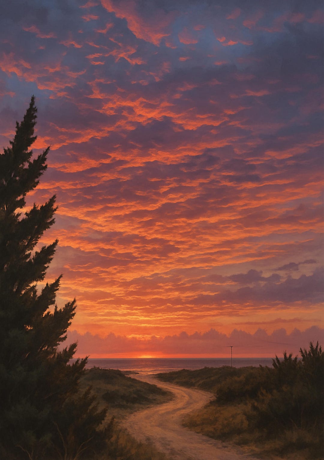 Coastal Sunset Painting: OBX Beach Path Art Print (digital Download ...