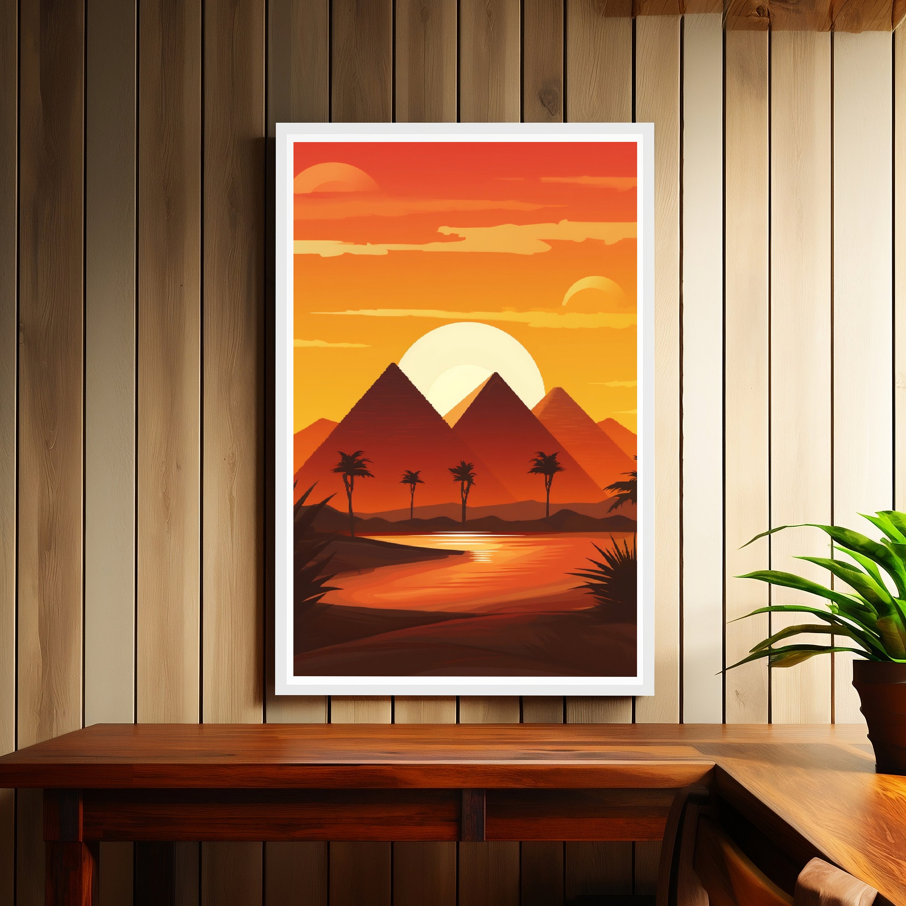 The Pyramids of Giza, Wonders of the World Travel Posters, Travel Print ...