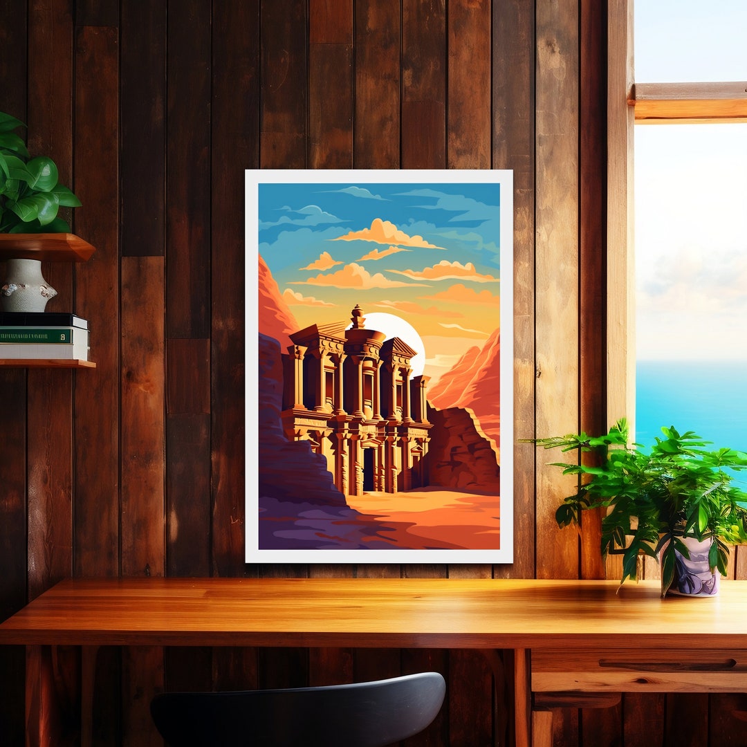 Petra, Jordan, Wonders of the World Travel Posters, Travel Print ...