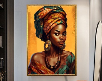 African Woman Wall Art ,african Woman Canvas Print,african American Home Decor ,african Wall ...