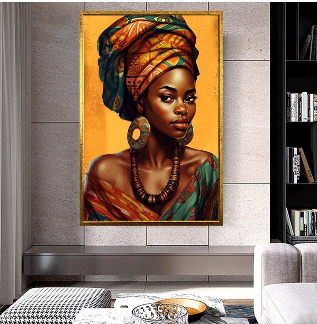 African Woman Wall Art ,african Woman Canvas Print,african American Home Decor ,african Wall ...