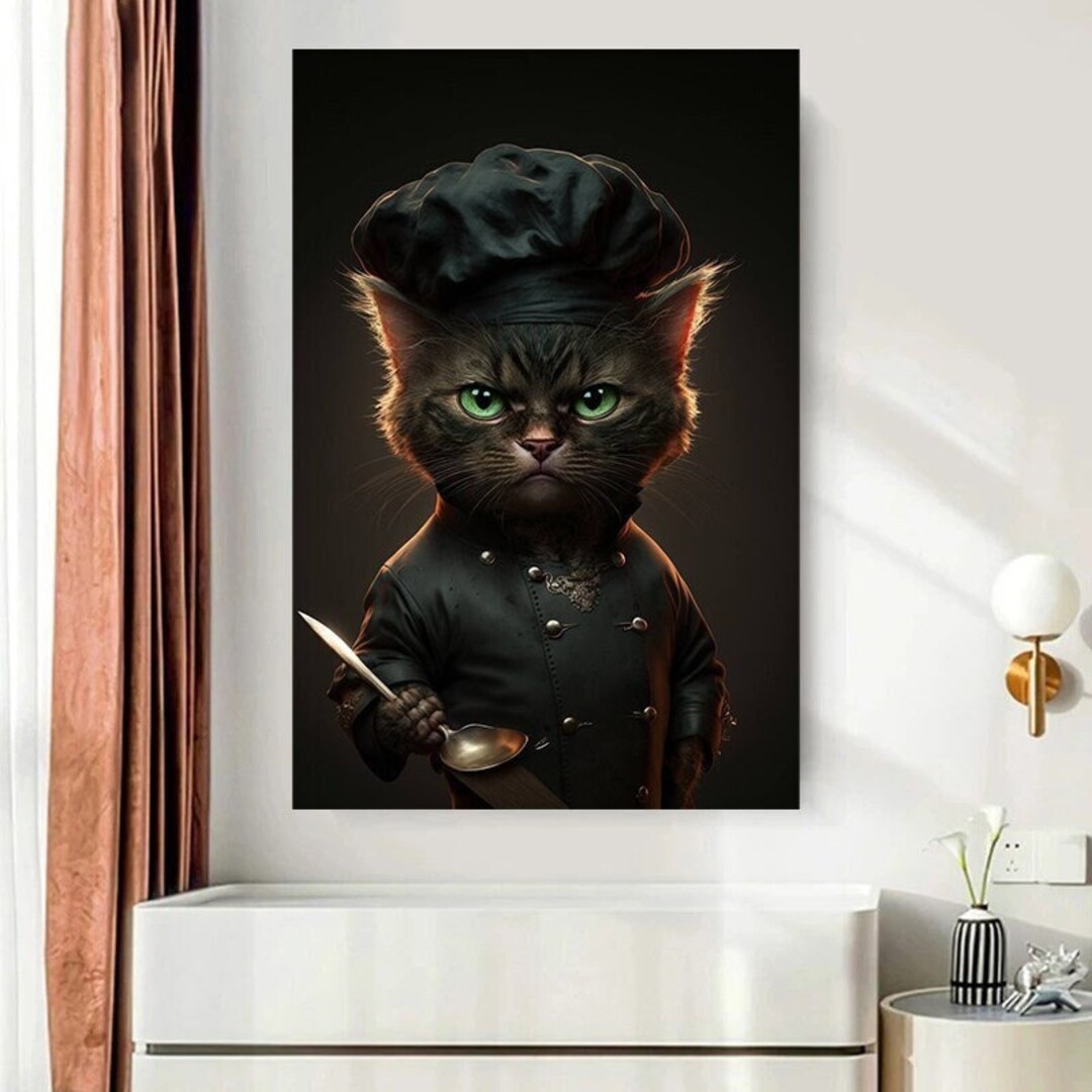 Chef Chef Cat Cooking in the Kitchen, Animals Doing Human Things ...