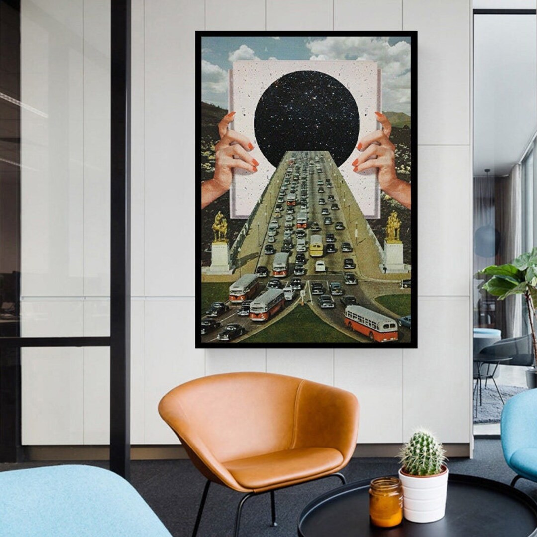 Surreal Landscape Cars and Road Canvas Print Surrealism - Etsy