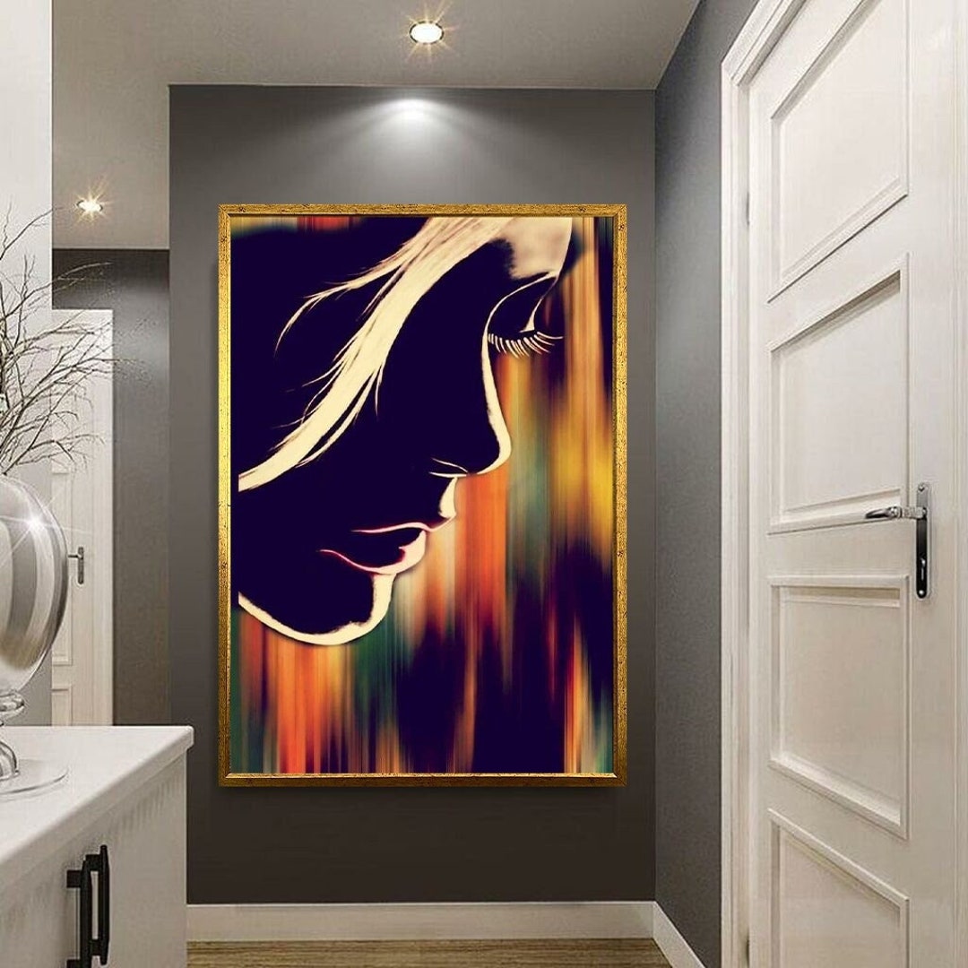 Woman Canvas Wall Art , Abstract Woman Canvas Paint , Colorful Woman ...