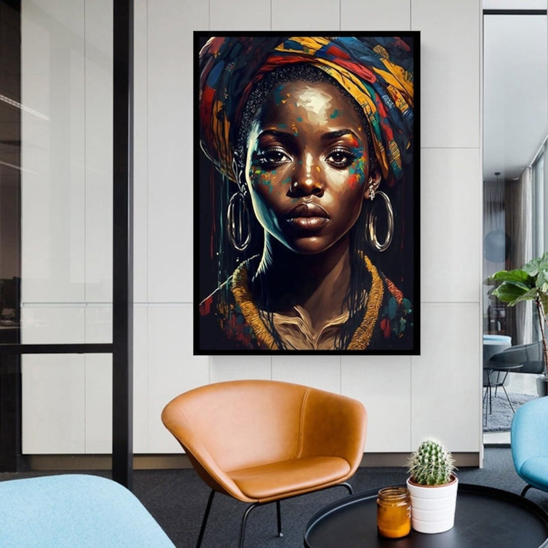 African Woman Wall Art ,african Woman Canvas Print,african American Home Decor ,african Wall ...