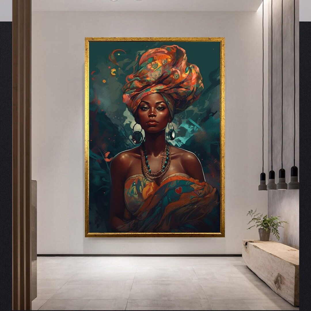 African Woman Canvas Print, Black Woman Canvas Print, African Woman Paint, Woman Wall Decor ...