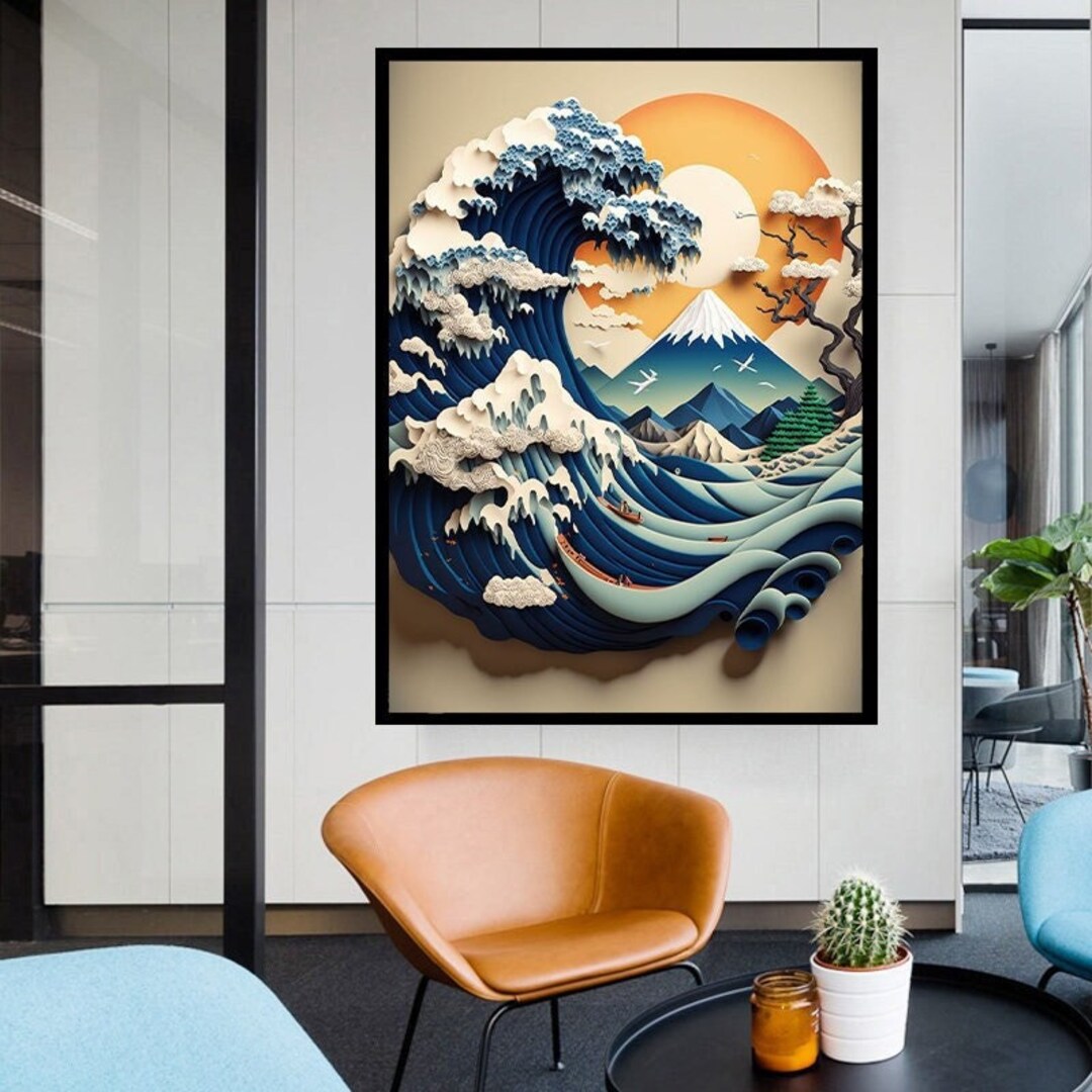 The Great Wave off Kanagawa Canvas Print Wall Art, Large Hokusai ...