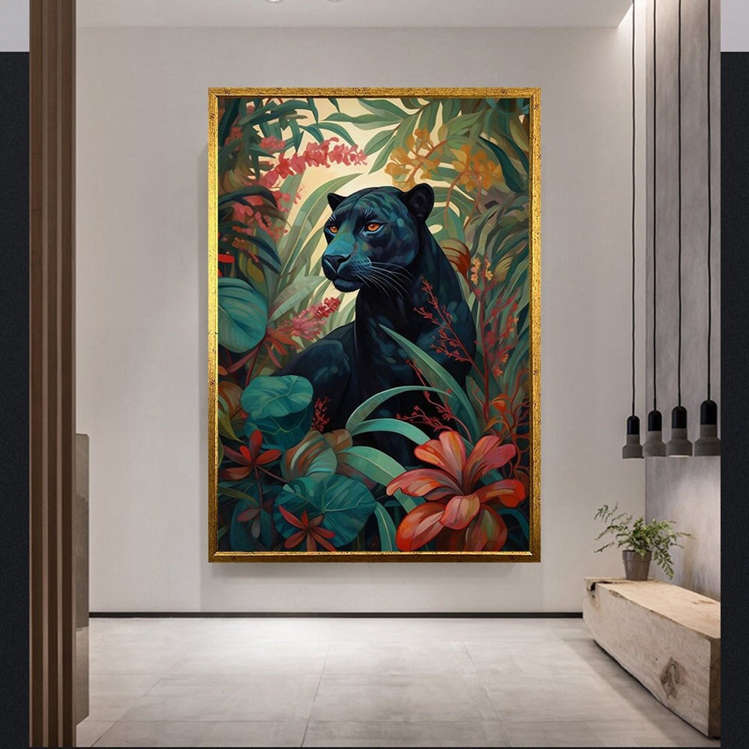 Black Panther Canvas Wall Art, Black Panther Canvas Print, Panther ...