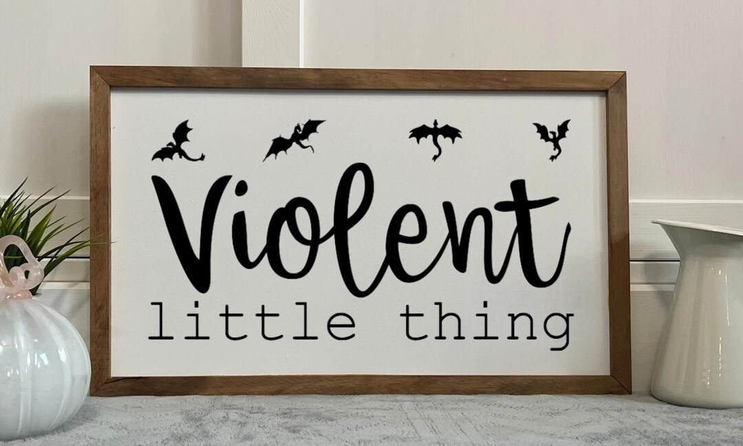 Violent Little Thing Sign, Library Decor, Book Lovers, Framed Wooden ...