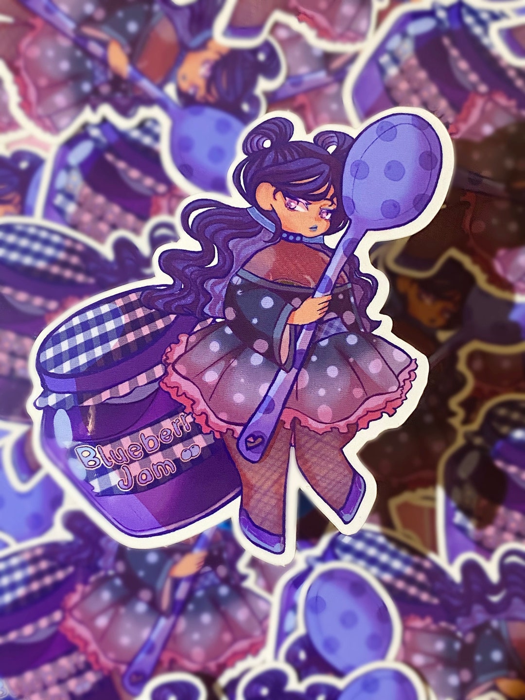 Blueberry Anime Girl, Vinyl Glossy Sticker, Anime Cute - Etsy