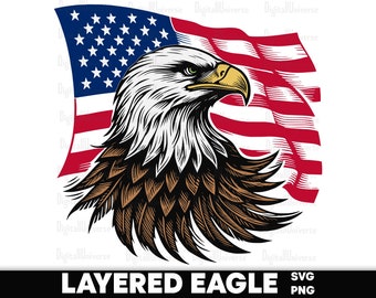 Eagle With American Flag Svg, USA Patriotic Eagle Svg, Grunge Eagle Svg ...