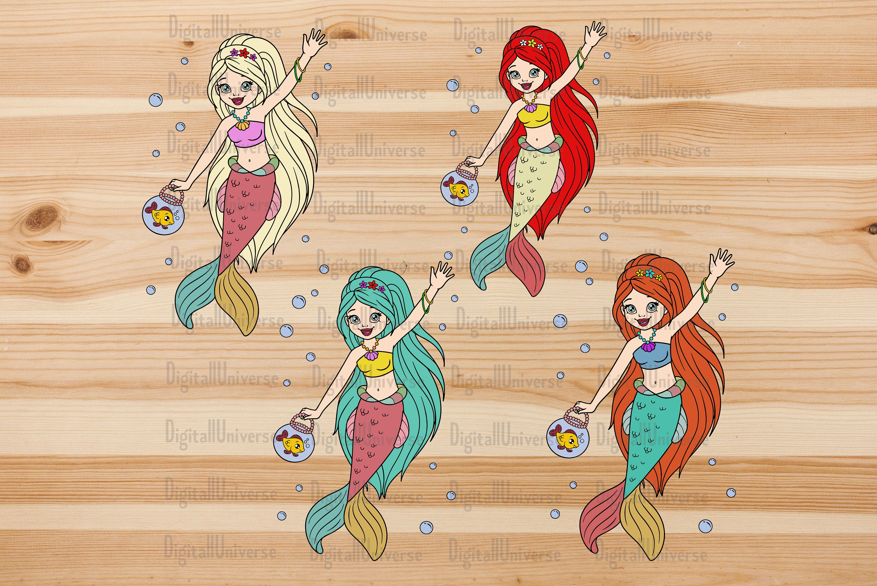 Mermaid Svg Bundle Mermaid Clipart Cute Mermaid Png Mermaid Etsy