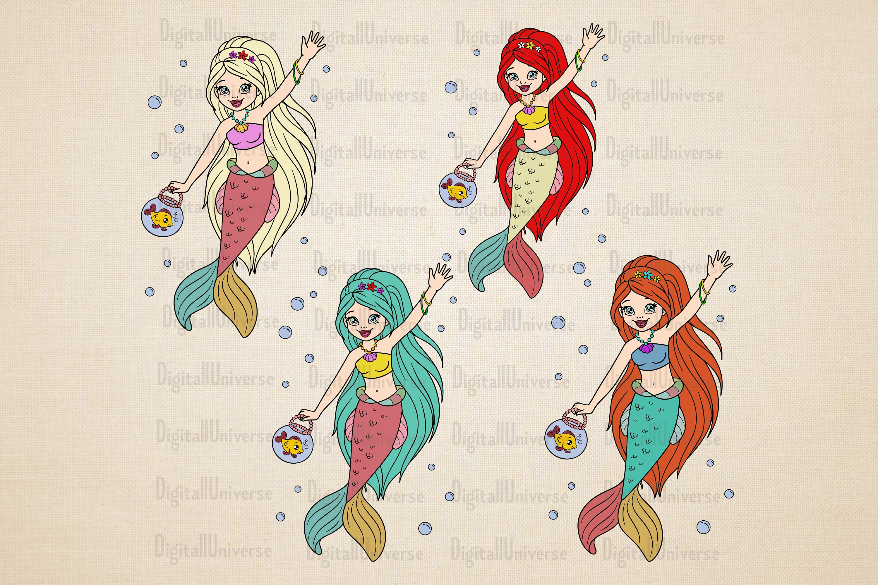 Mermaid SVG Bundle Mermaid Clipart Cute Mermaid PNG Mermaid - Etsy