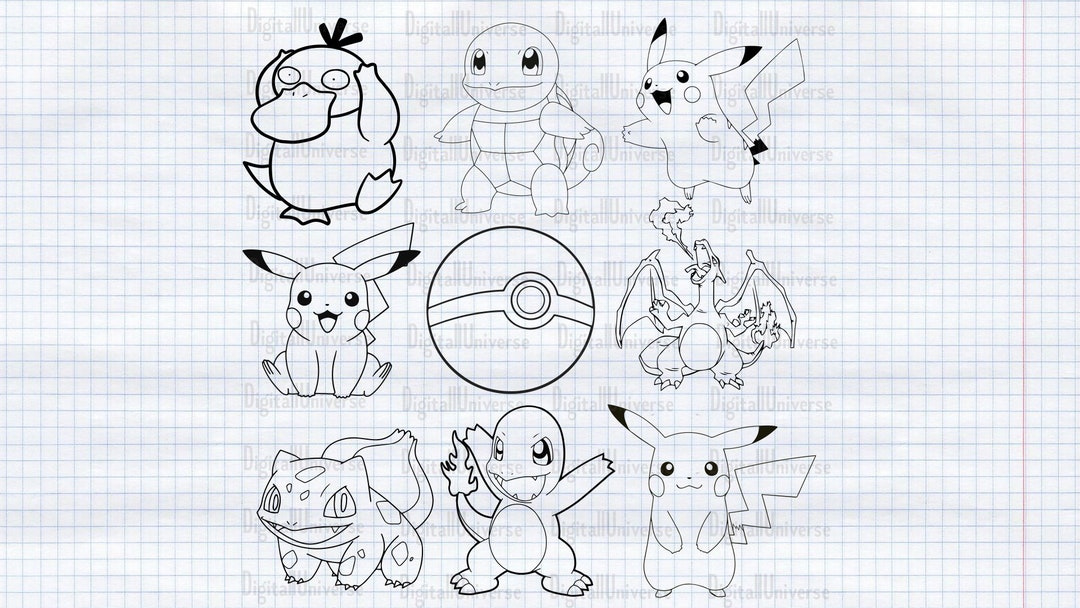 Pokemon Svg Outline Layered Svg Bundle Cartoon Clip Art Etsy Australia