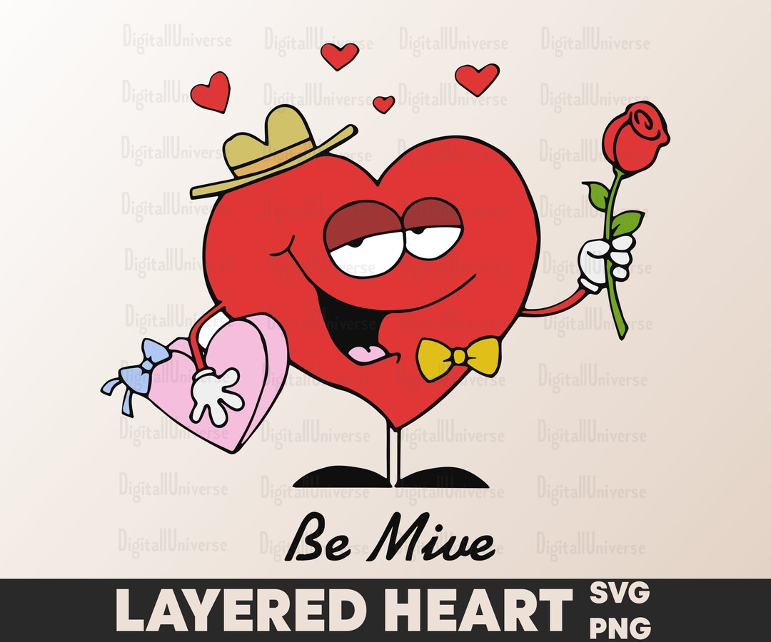 Cute Heart SVG File, Layered Heart Svg, Red Heart Png, Funy Heart Cut ...