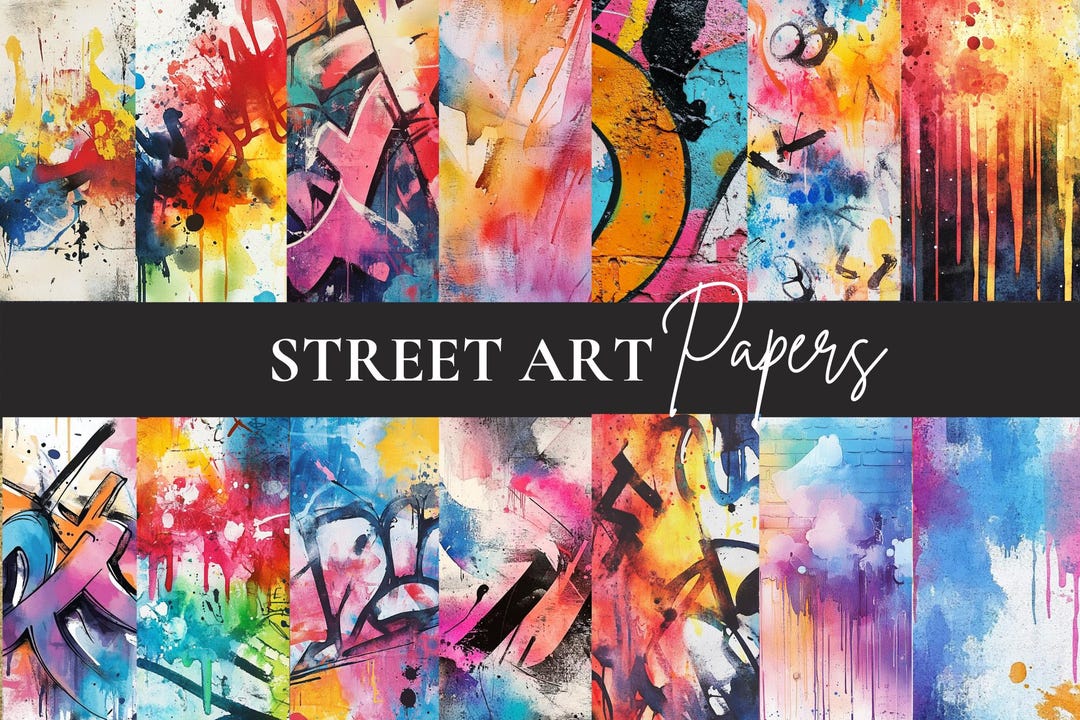 Street Art Printable Digital Paper Bundle – Urban Graffiti Backgrounds ...