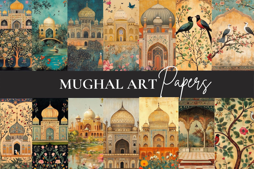 Mughal Art Digital Paper Pack: Royal Indian Floral Patterns (digital ...