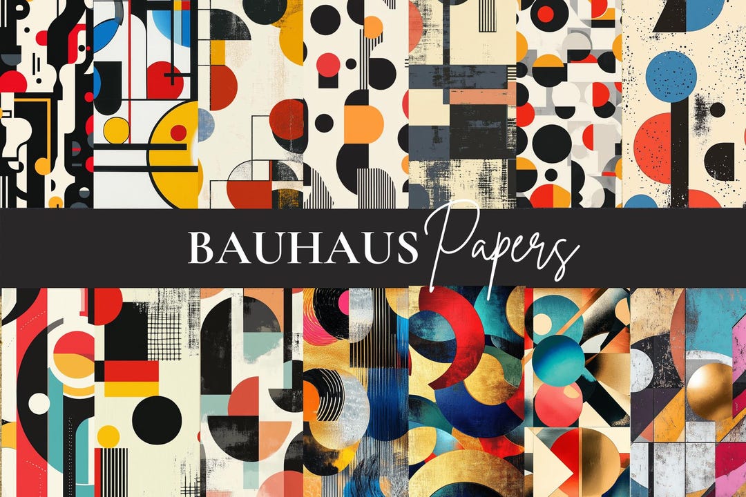 Bauhaus Style Digital Paper: Retro Abstract Designs (instant Download ...