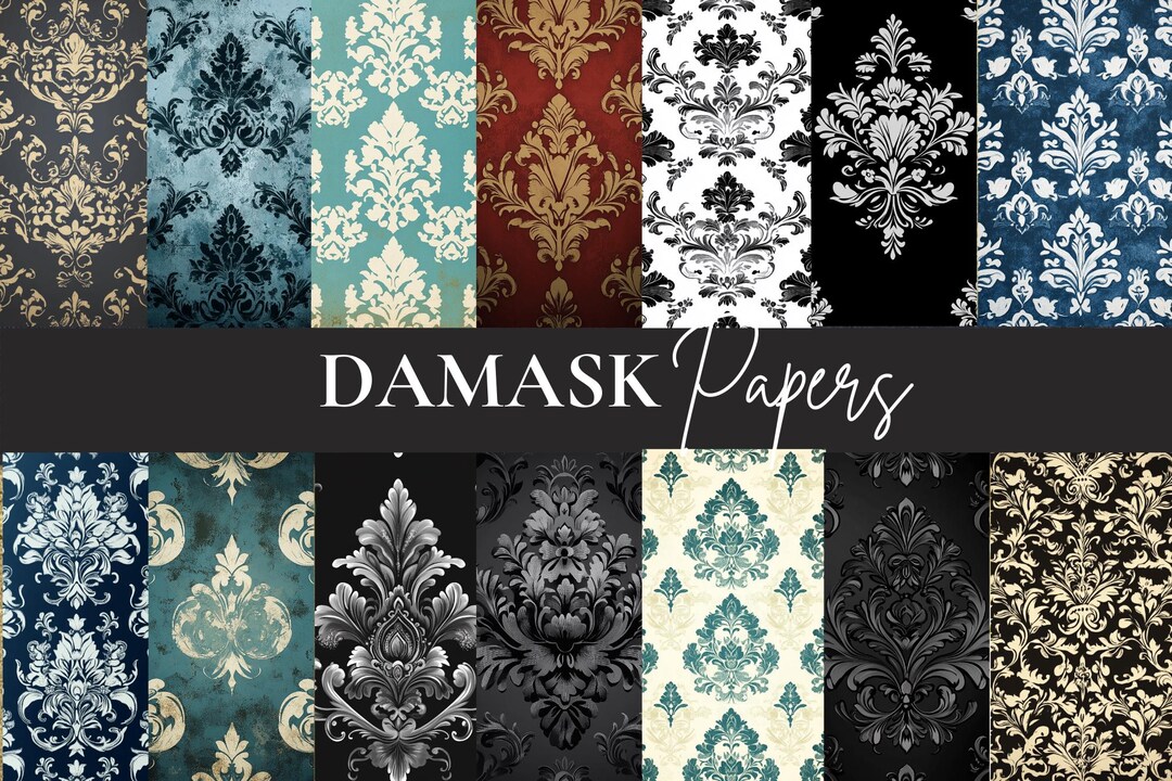 39 Elegant Damask Digital Papers | Seamless Vintage Patterns | Instant ...