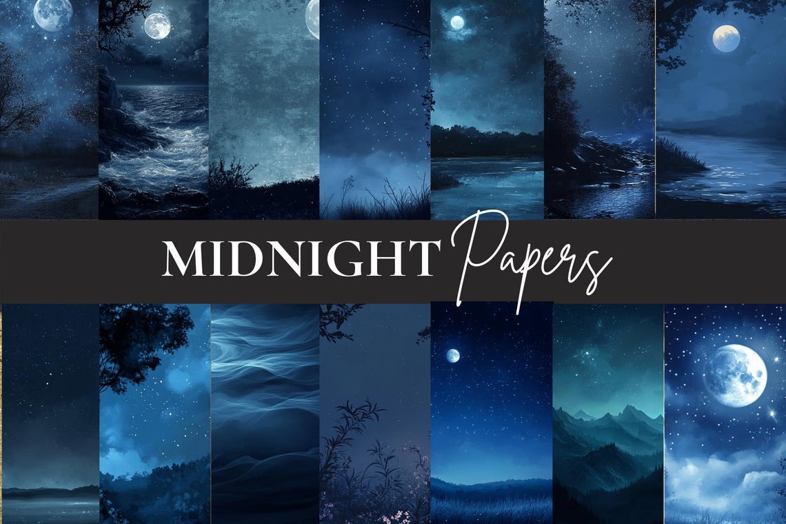 29 Midnight-themed Digital Background Papers | Dark Aesthetic, Starry ...
