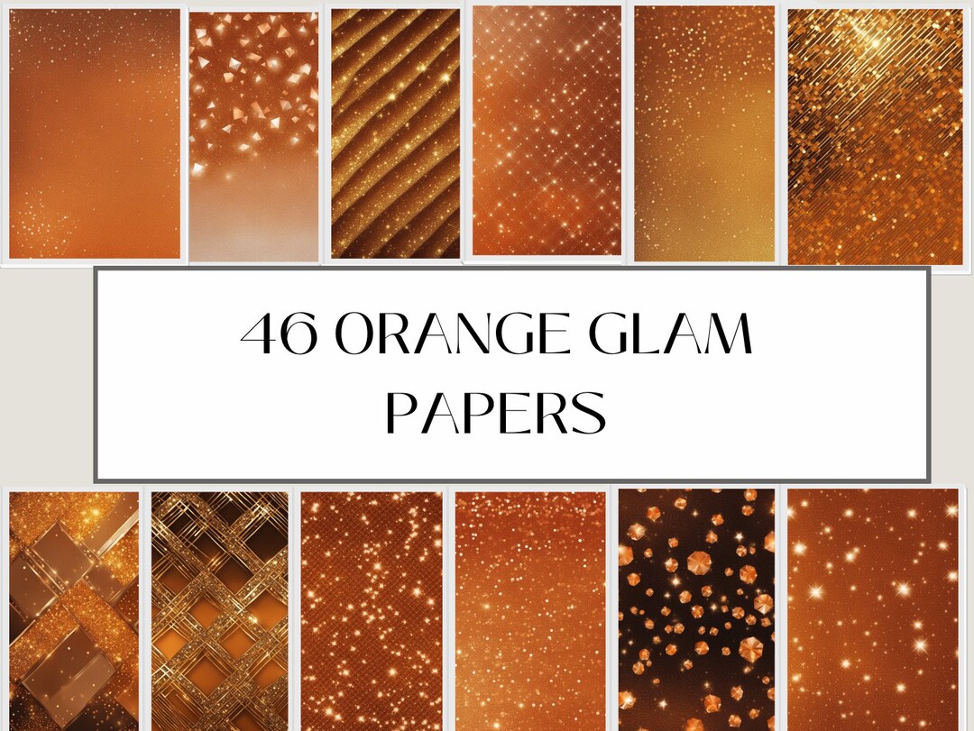 Orange Glitter Glam Digital Papers: Commercial Use (digital Download ...