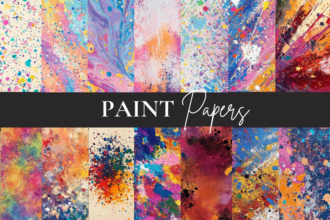 Paint Splatter Digital Paper 33 Colorful Artistic Backgrounds Instant ...