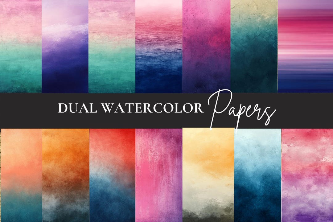 Dual Watercolor Digital Papers - 39 High-resolution Backgrounds ...