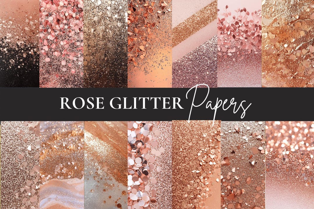 33 Rose Gold Glitter & Foil Digital Papers | Shimmering Metallic ...