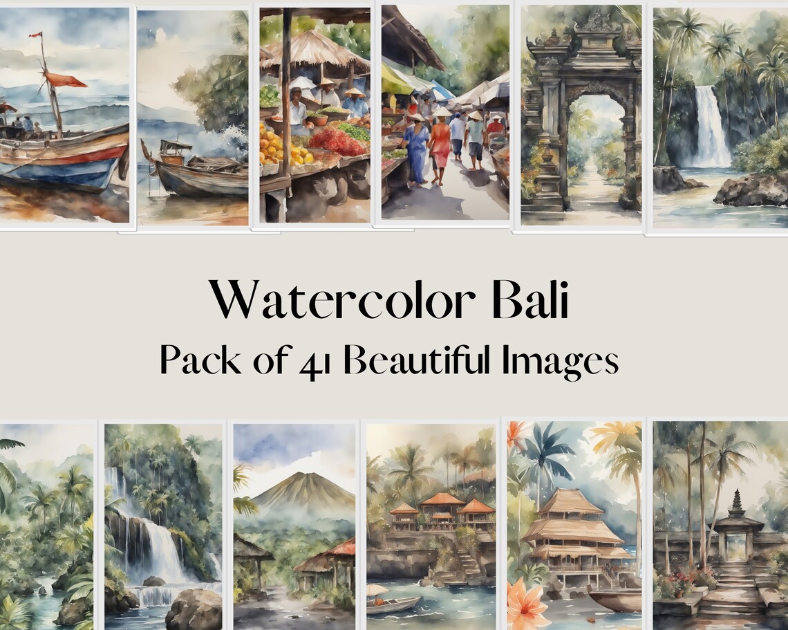 Watercolor Bali Digital Paper Set: 41 Art Images (digital Download) - Etsy