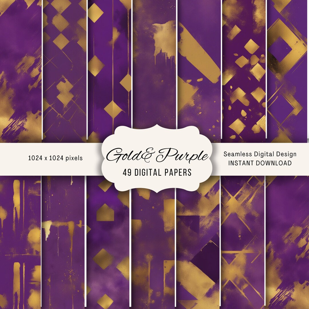 Rustic Gold and Purple Digital Paper: Scrapbook Backgrounds (digital ...