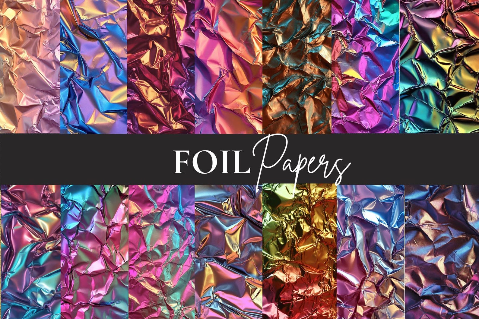 Holographic Foil Textures: 44 Shiny Metallic Papers (digital Download ...