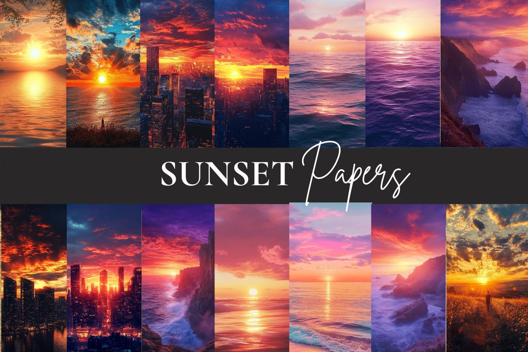 Sunset Digital Paper 40 Gradient and Sky-inspired Backgrounds Instant ...