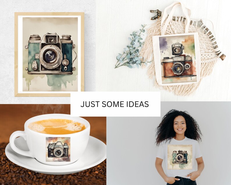 Watercolor Vintage Camera Images, Watercolor JPG, Instant Download ...