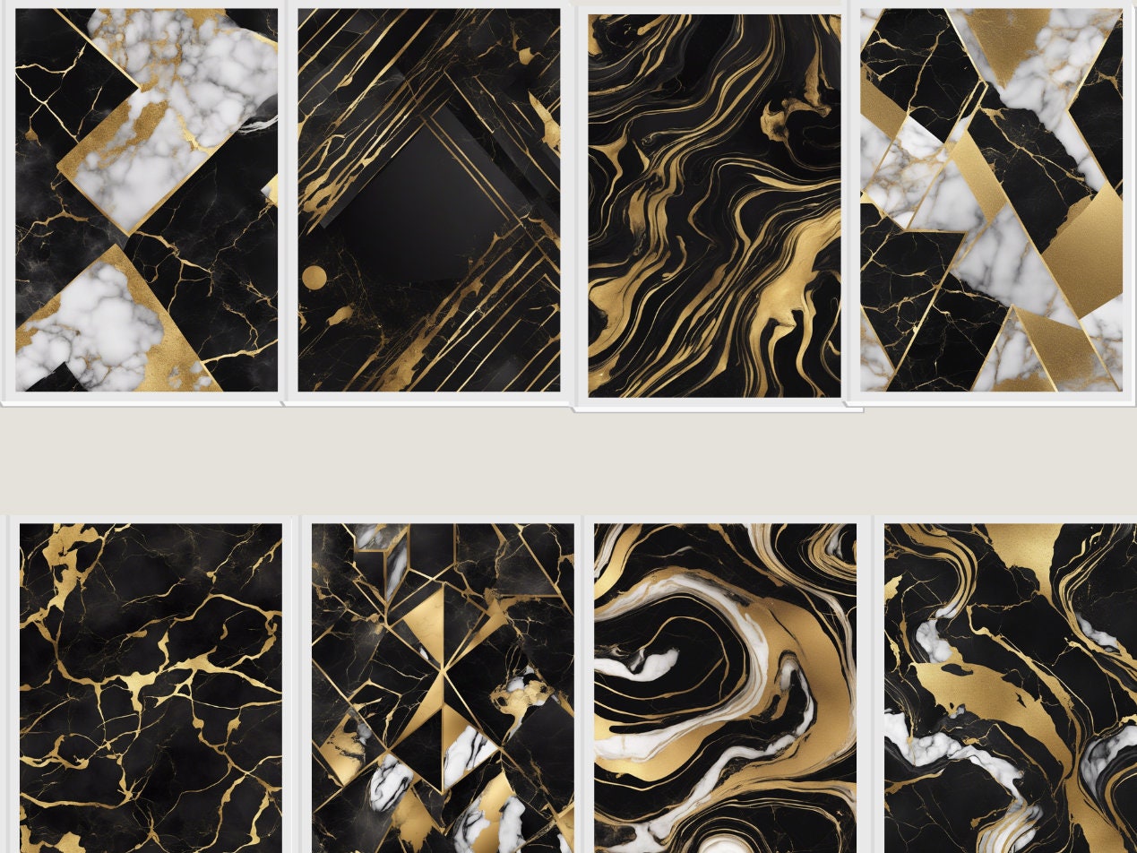 45 Black and Gold Marble Patterned Digital Papers | Digital Download ...