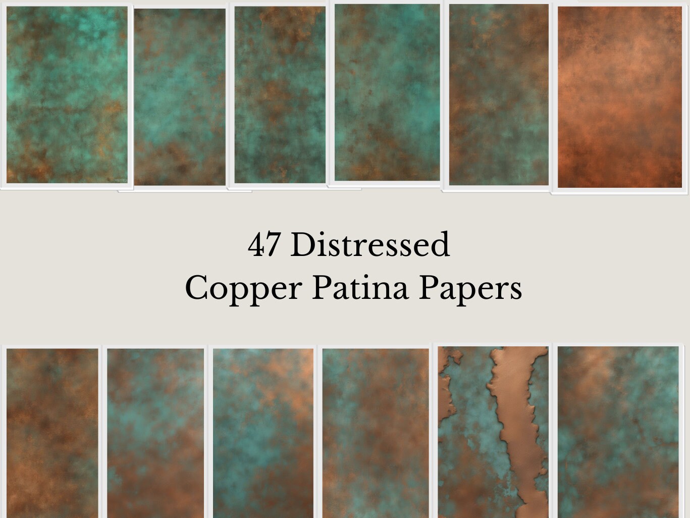 Copper and Patina Digital Paper - 47 Distressed Copper Blur Effect ...