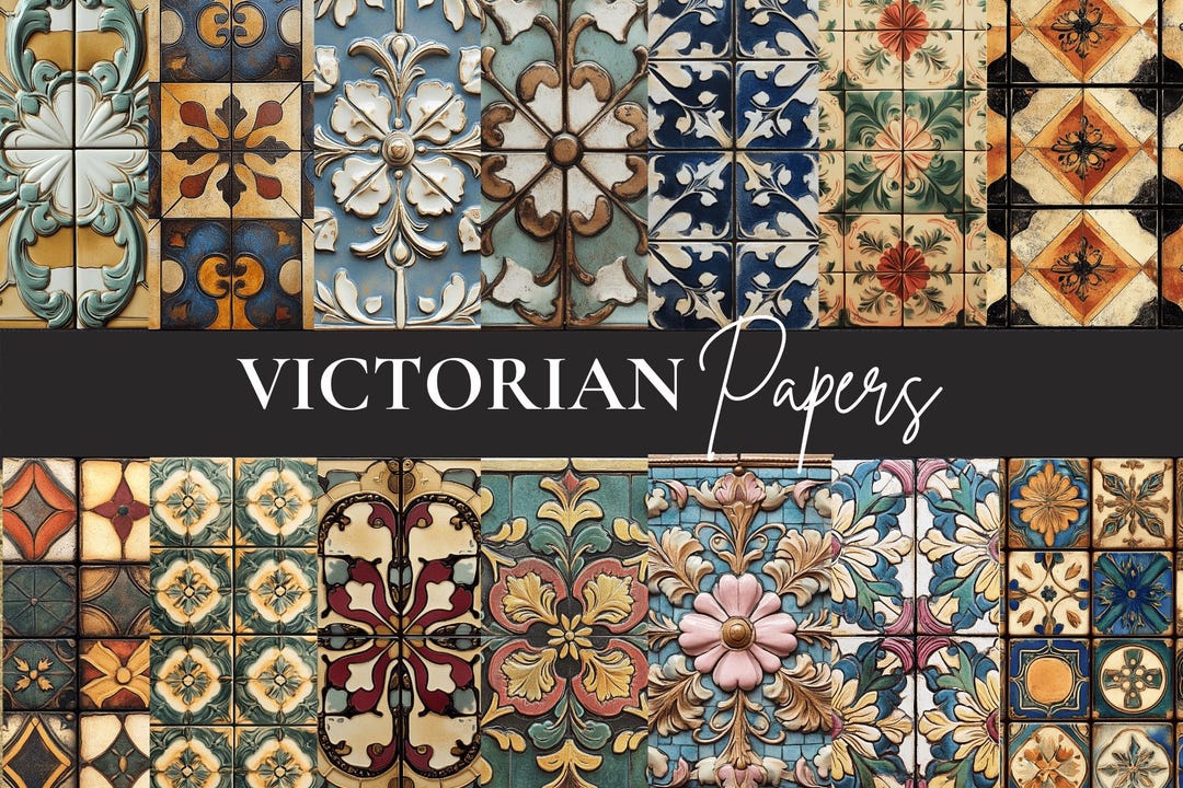 Victorian Tile Digital Papers: Elegant Vintage Patterns (instant ...