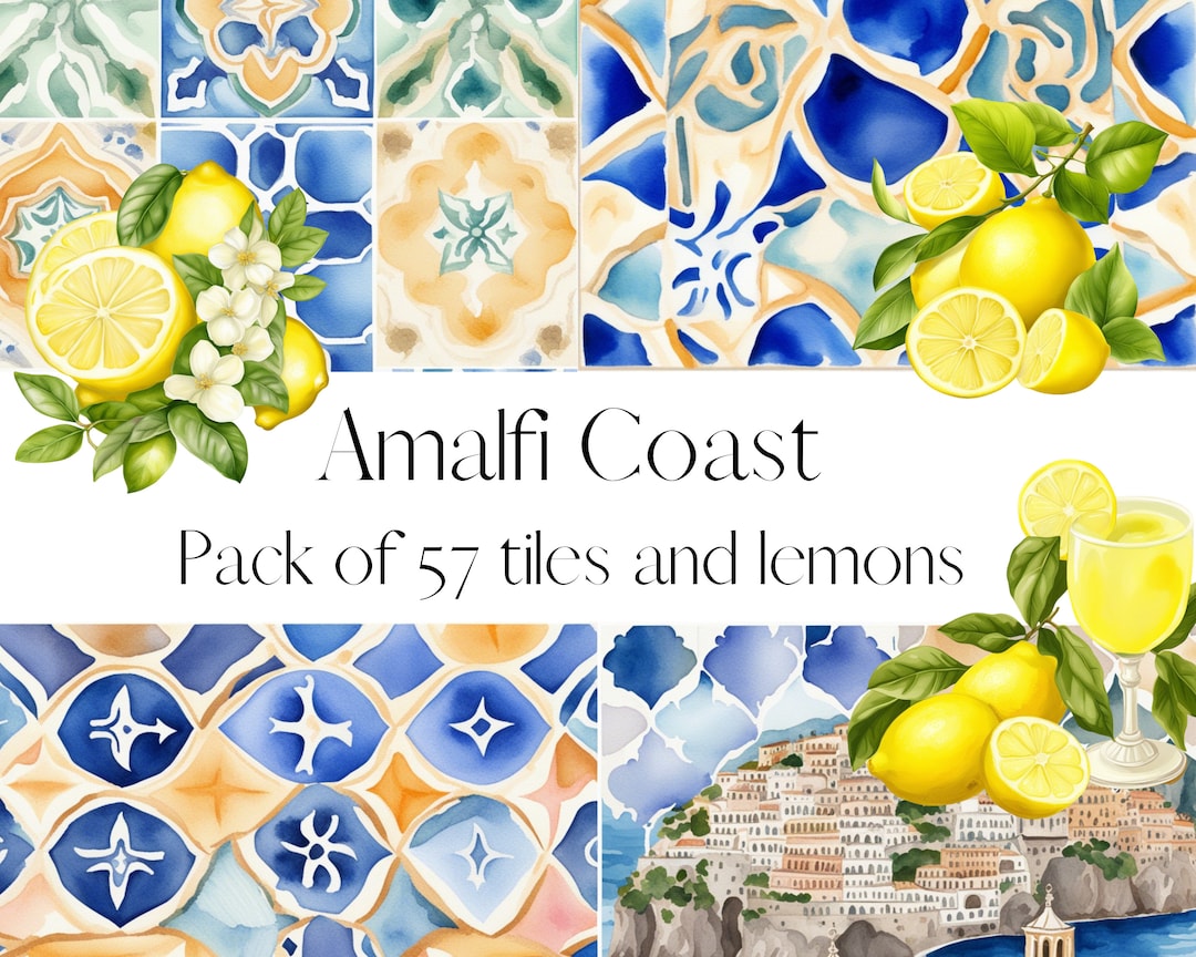 Amalfi Coast Digital Paper Set: Lemon Clipart, Travel Graphics (digital ...