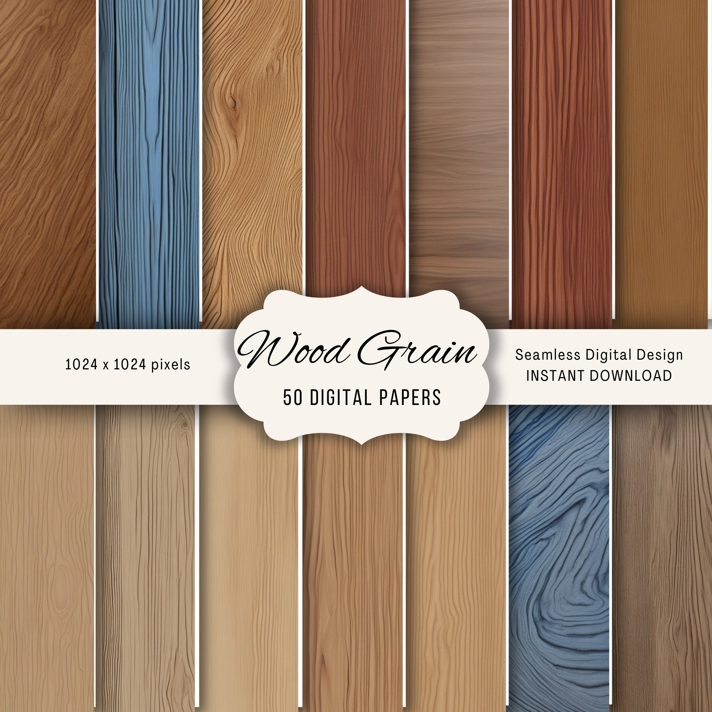 Wood Grain Texture Digital Paper Pack, Rustic Backgrounds (digital ...