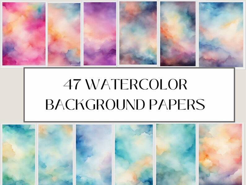 Watercolor Texture Digital Paper Pack: 47 JPG Files (instant Download ...